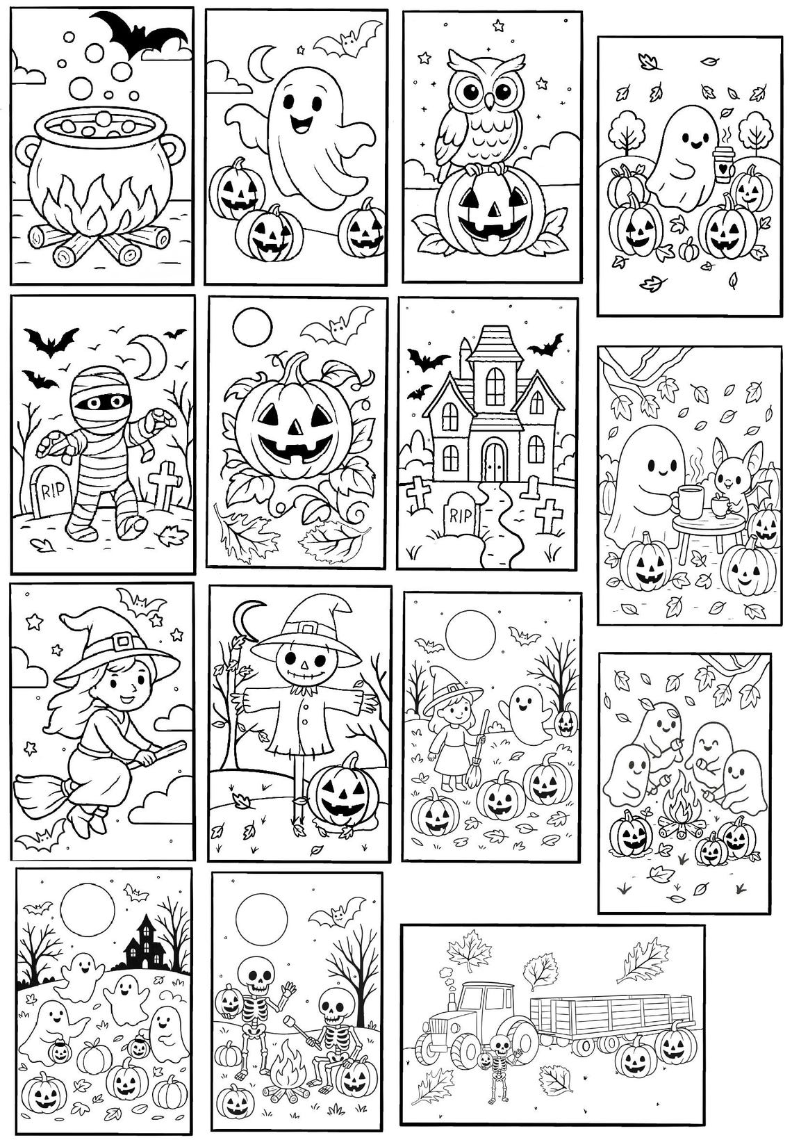 Halloween Colouring Book | 15 Whimsical Fall & Spooky Pages | Printable ...