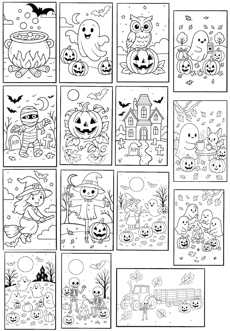 Halloween Colouring Book | 15 Whimsical Fall & Spooky Pages | Printable ...