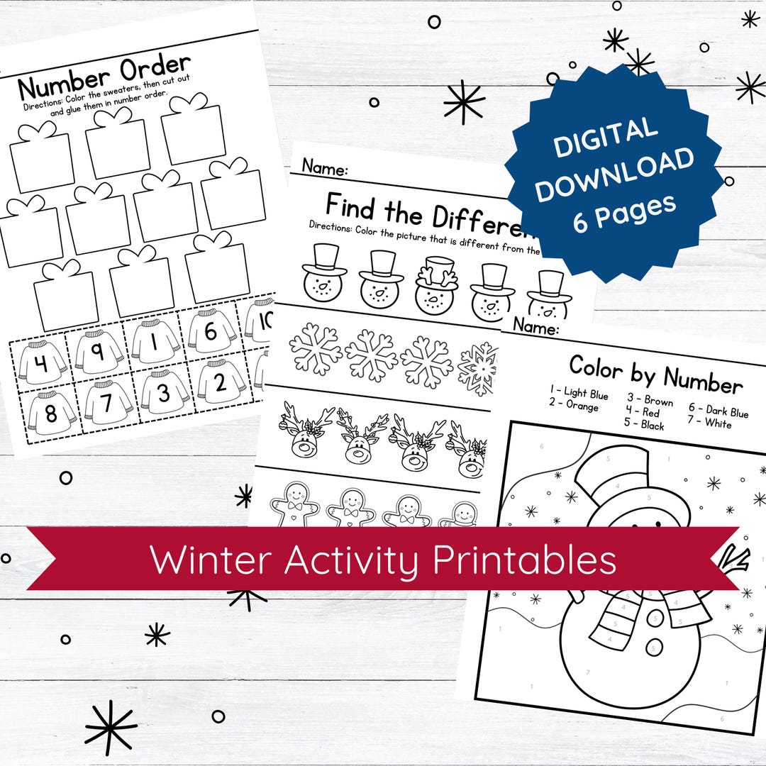 Printable Winter Activity Pages, Pre-k and Kindergarten, Cutting ...