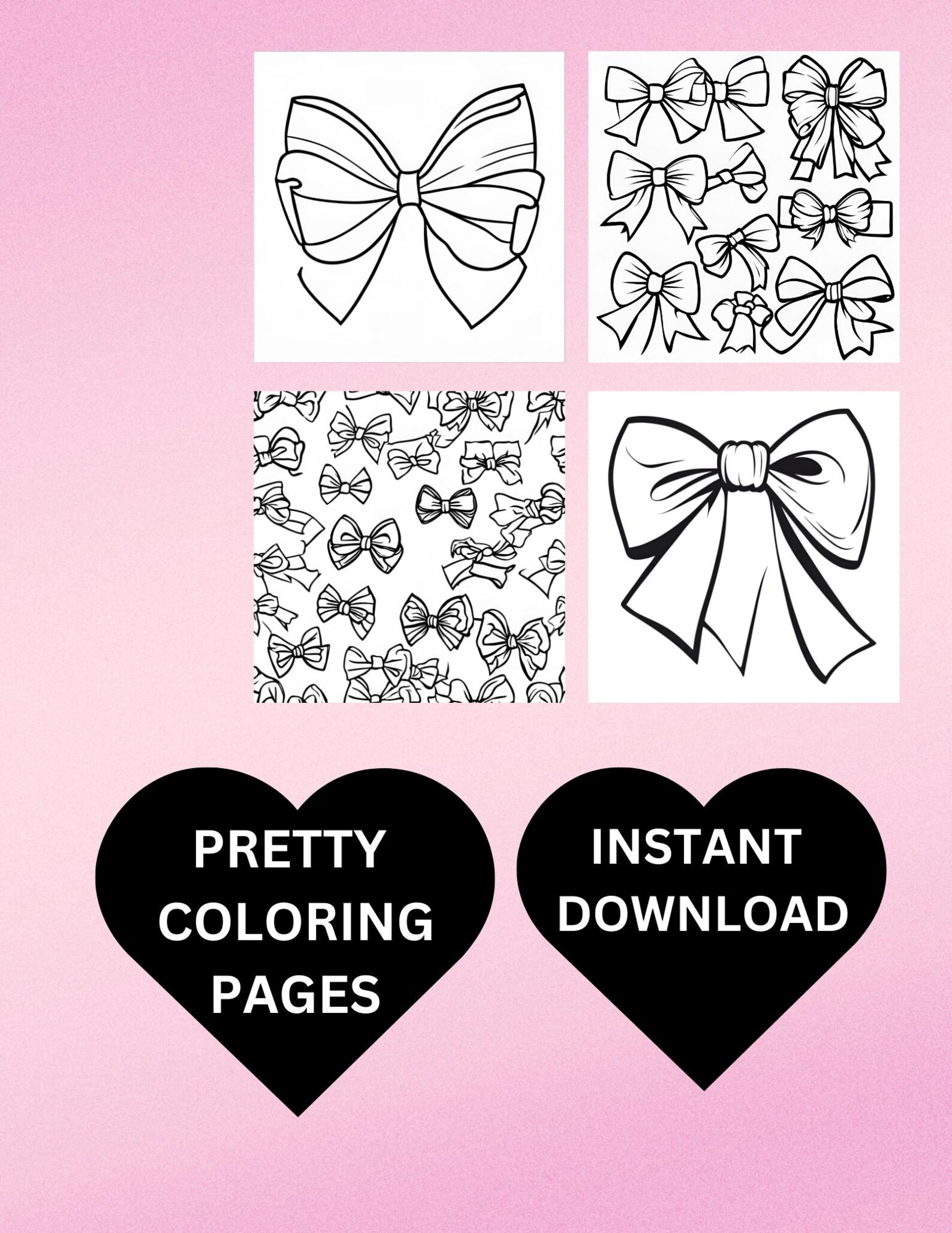 Pretty Coloring Pages Girly Coloring Bows Coloring Pages - Etsy