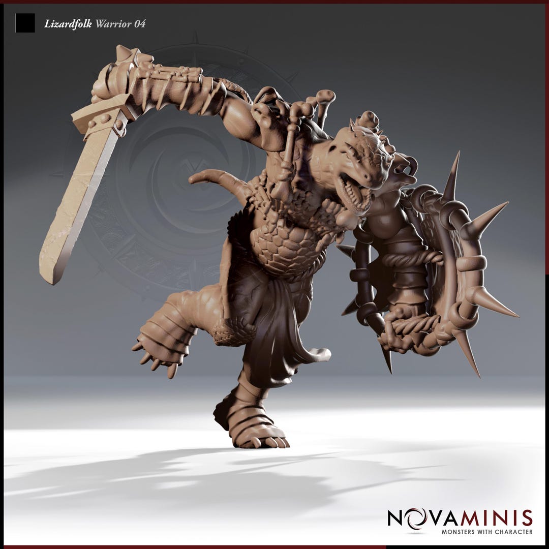 Lizardfolk Warrior at 28mm Scale by Novaminis for Table Top Rpgs and ...