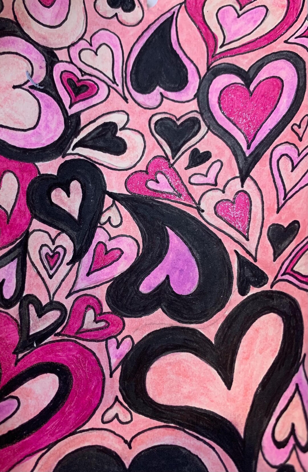 Love Hearts Drawing Original - Etsy