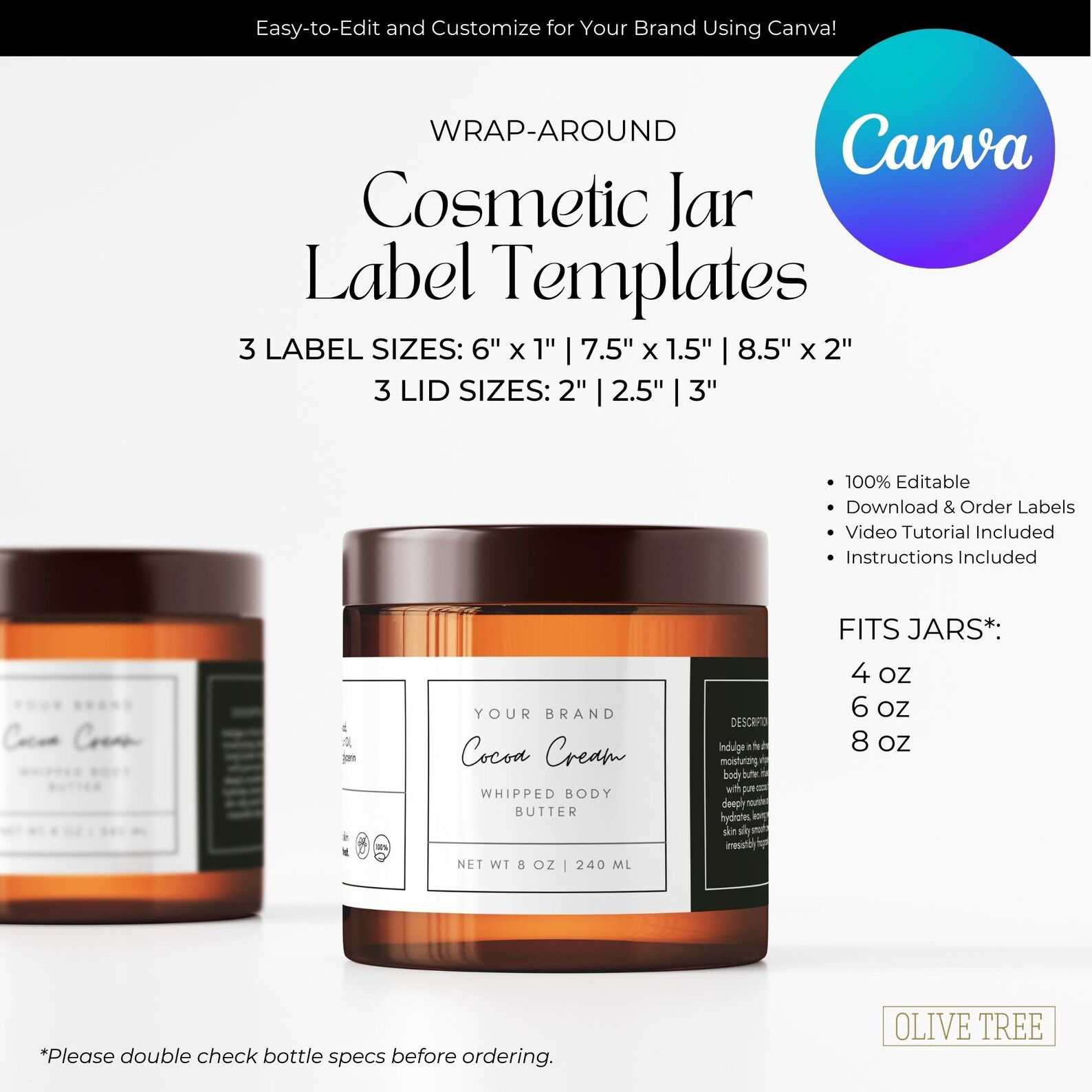 Editable Cosmetic Jar Label Templates: Canva Personal Care Design ...