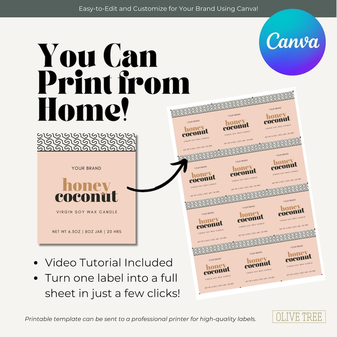 Editable Candle Jar Labels Canva Templates (3 Sizes), Printable Jar ...
