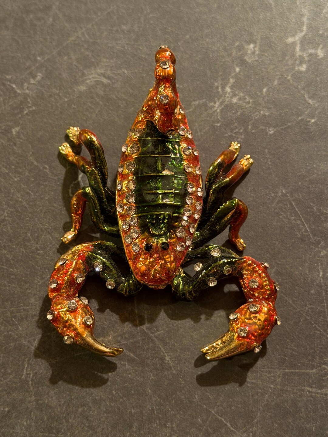 Vintage Style Scorpion Trinket Box • Rhinestone Pill Holder • Small ...