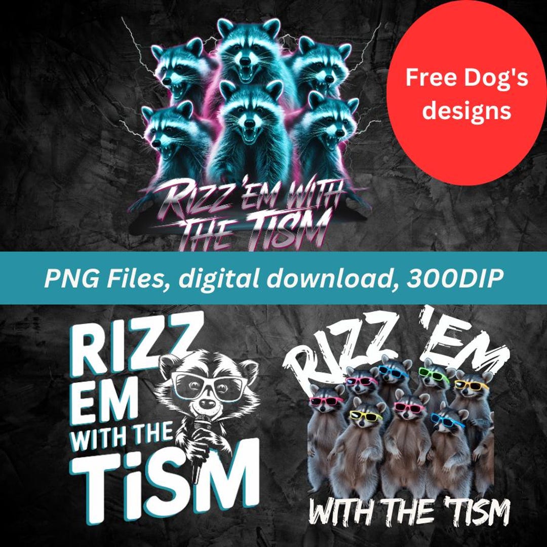 Rizz 'em With the 'tism PNG, Funny Raccoon Meme, Funny Trash Panda ...