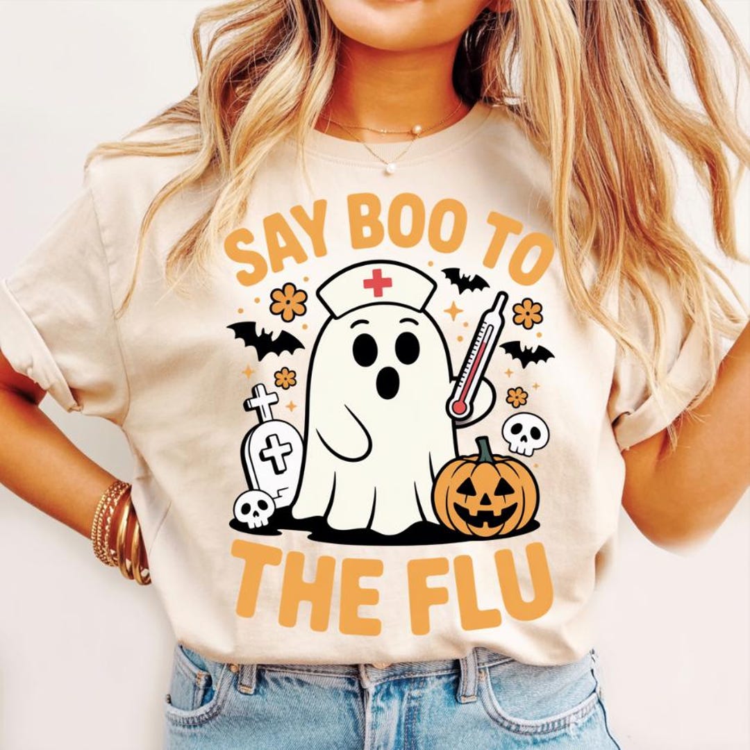 Funny Halloween Nurse Ghost PNG SVG: Spooky Flu Season Shirt (digital ...