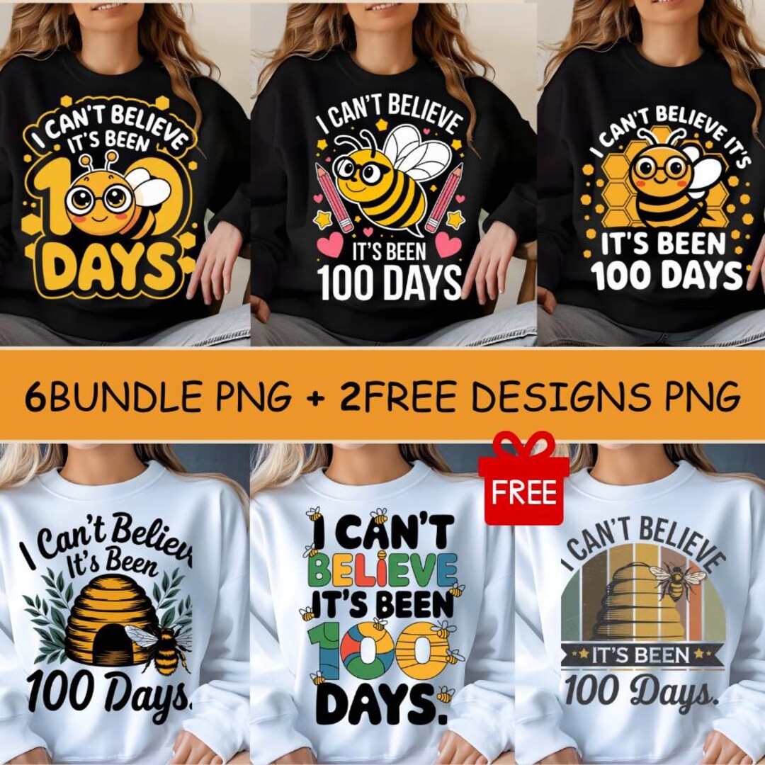 Funny Bee 100 Days of School PNG (digital Download) - Etsy