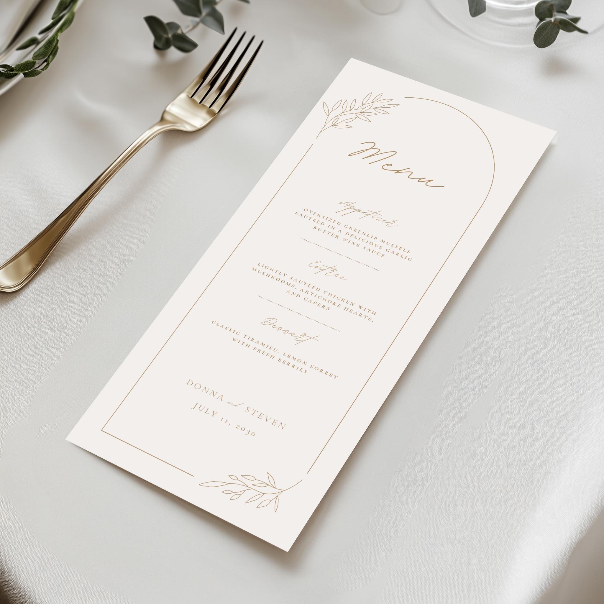 Beige Minimalist Wedding Menu, Arch Frame Canva Template, Editable 4x9 ...