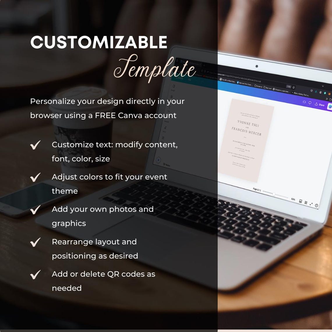 Monogram Wedding Program 8.5x11 Double-sided, Editable Canva ...