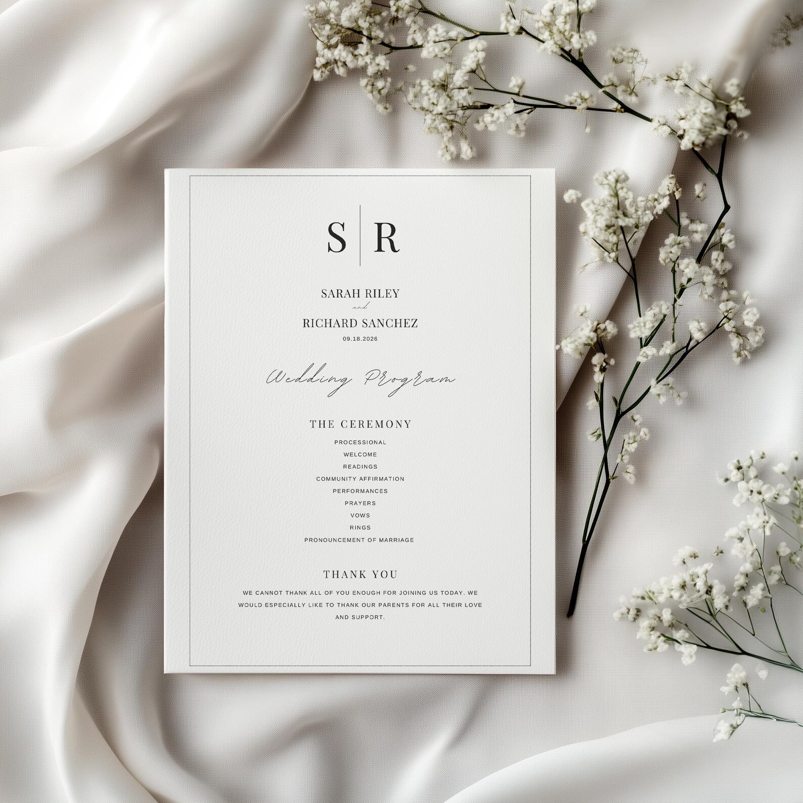 Monogram Wedding Program 8.5x11 Double-sided, Editable Canva ...