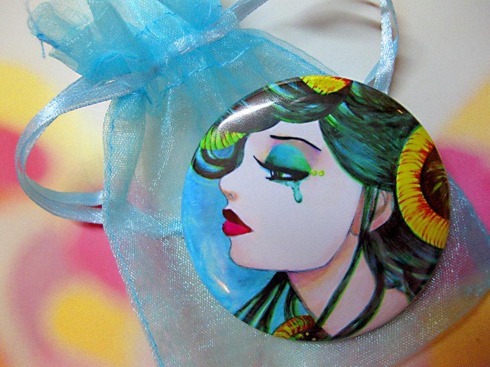 Tempest Mermaid Girl Art Pocket Mirror | Etsy