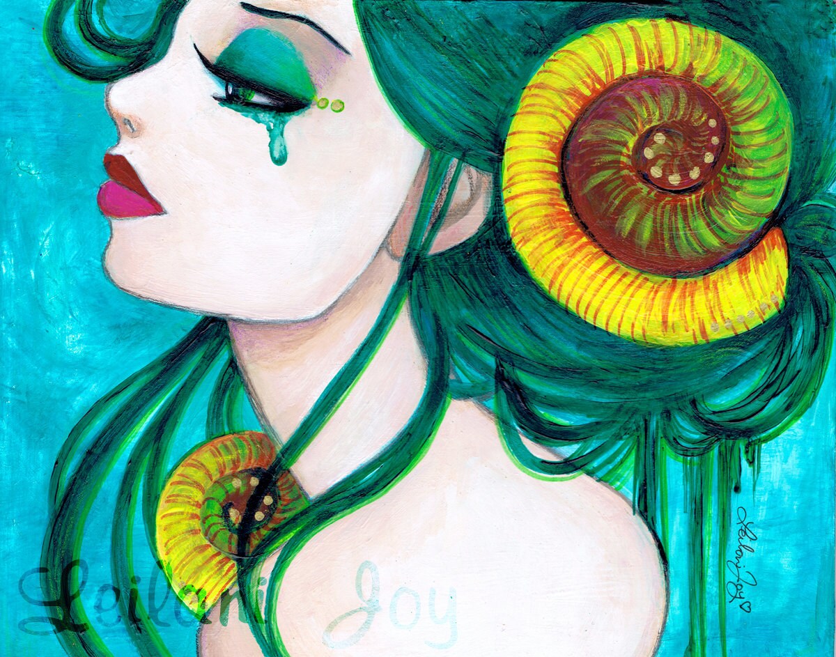 Tempest Mermaid Girl Art Pocket Mirror | Etsy