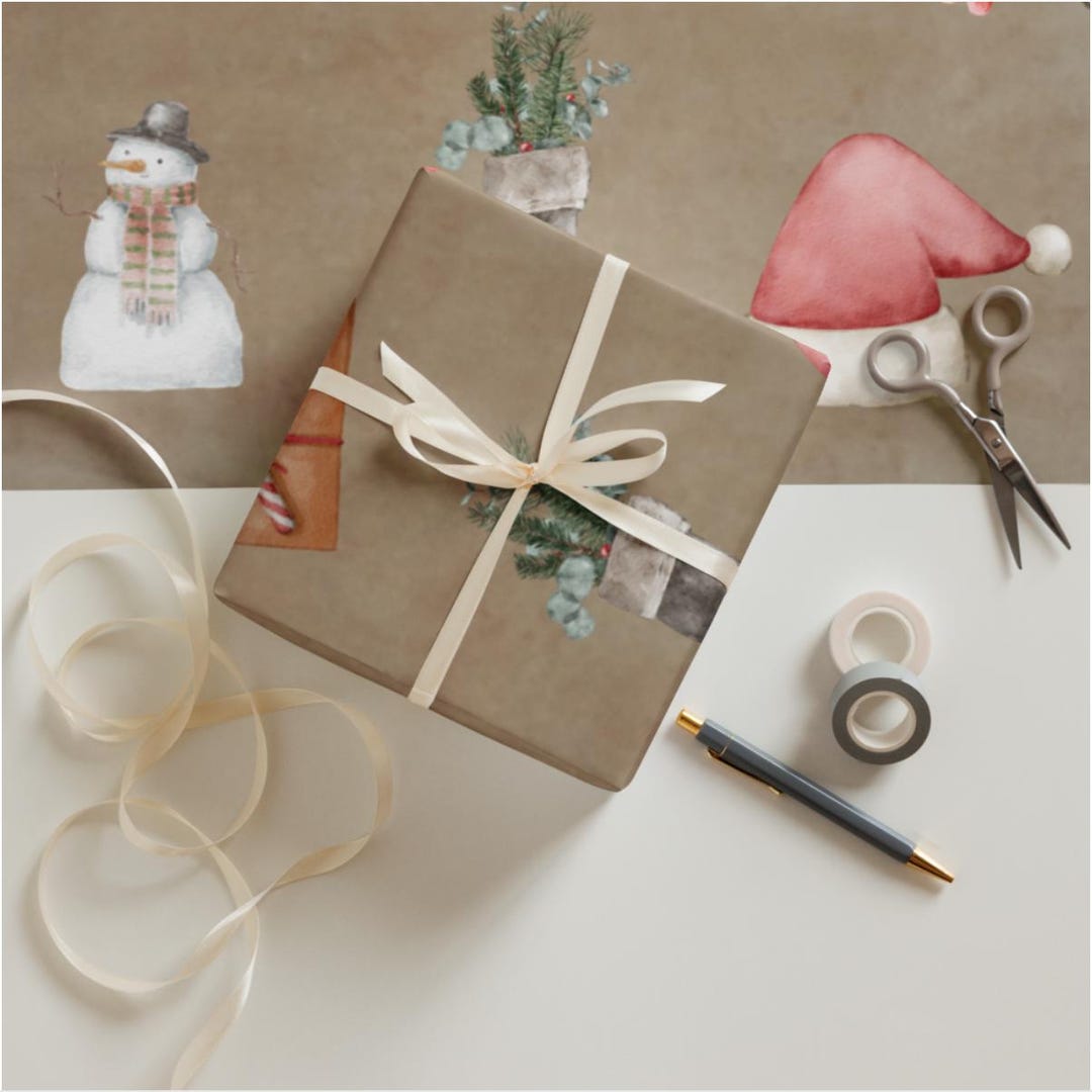 Brown Christmas Wrapping Paper Sheets - Etsy