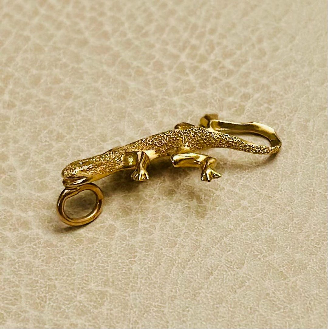 14k Gold Lizard Gecko Charm Pendant - Etsy