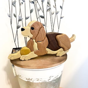 Beagle | Beagle With Ball | Dog With Ball | Intarsia Scroll Saw Art ...