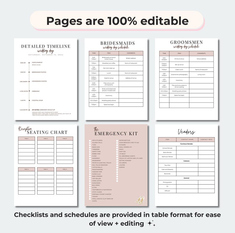 DIY Wedding Day Binder Template, Digital, Instant Download Template ...