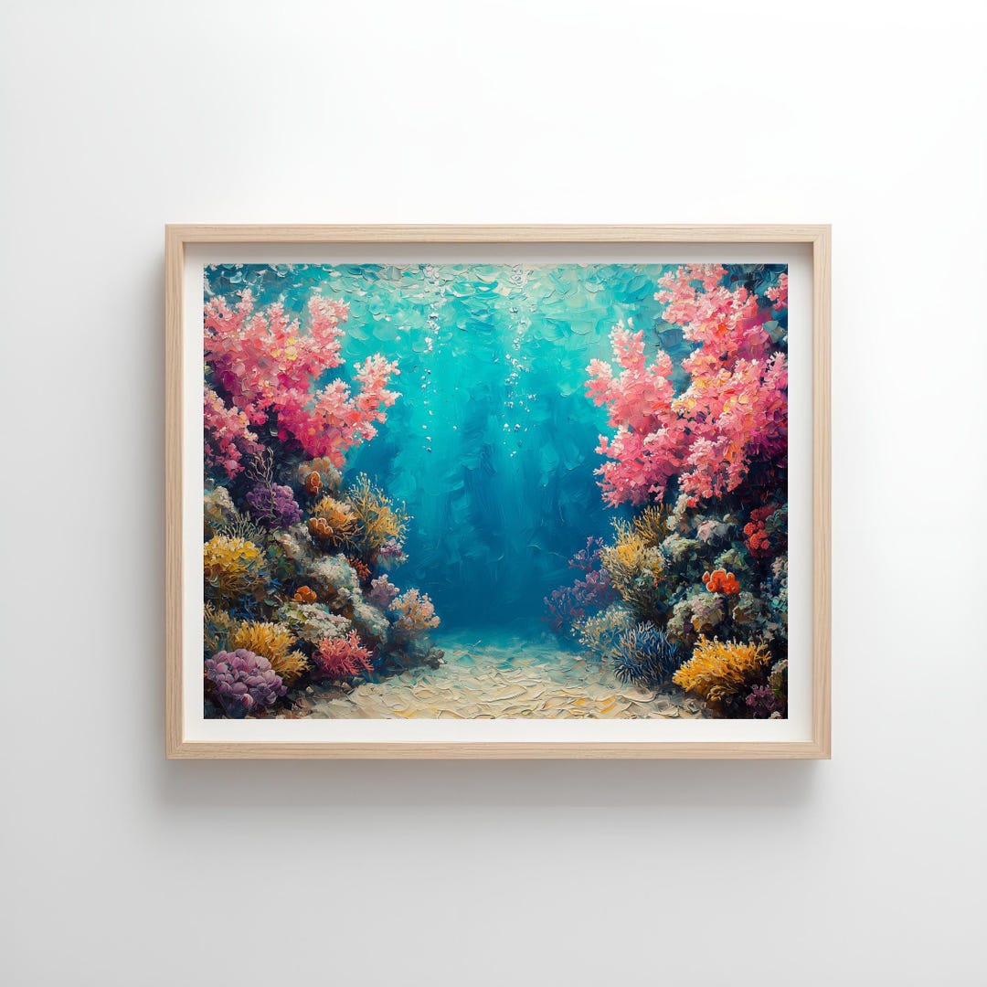 Vivid Coral Reef - Underwater Ocean Scene Wall Art, Tropical Marine ...