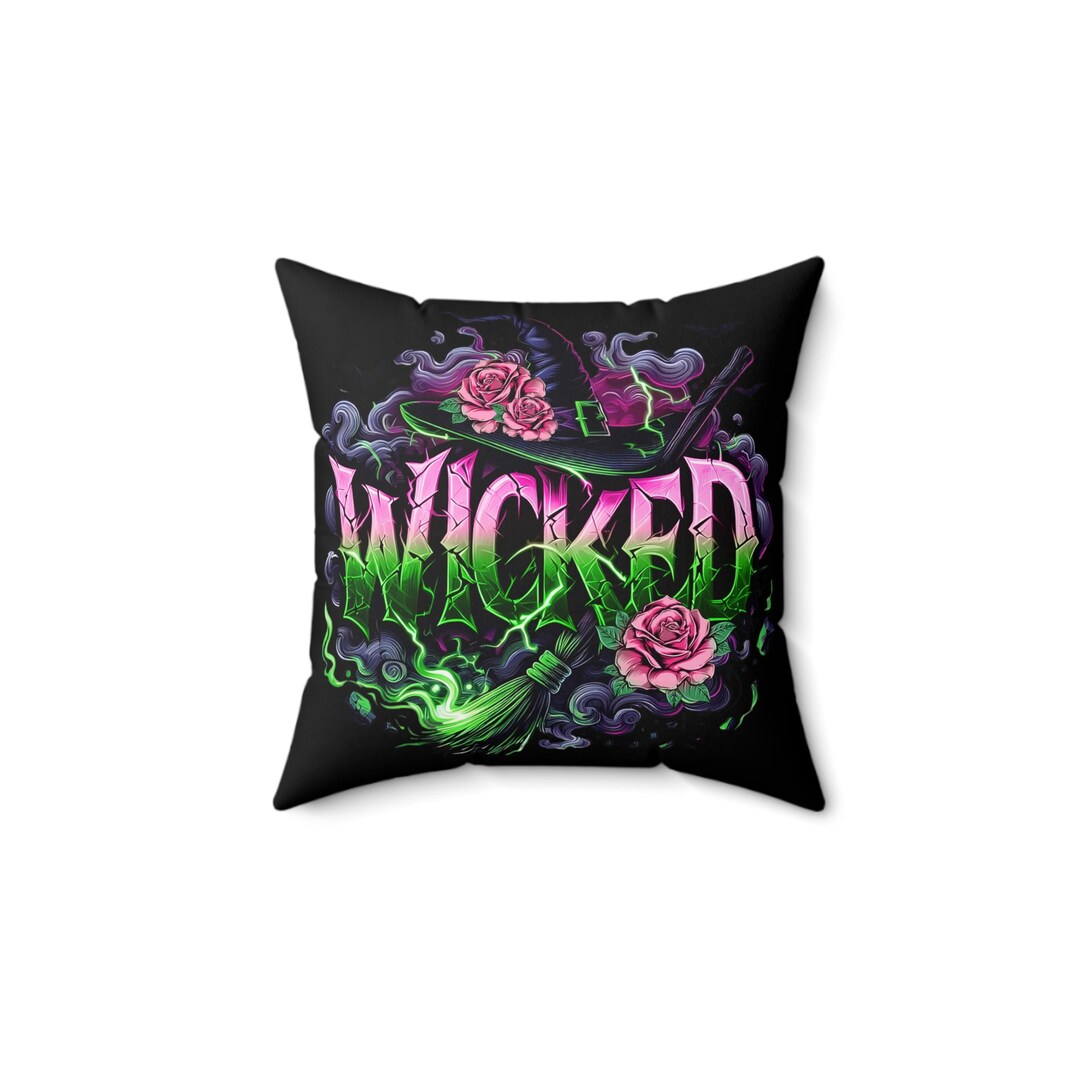 Wicked Movie Throw Pillow in Black, Elphaba Throw Pillow, Living Room Cushion, Sofa Accent, Home ...