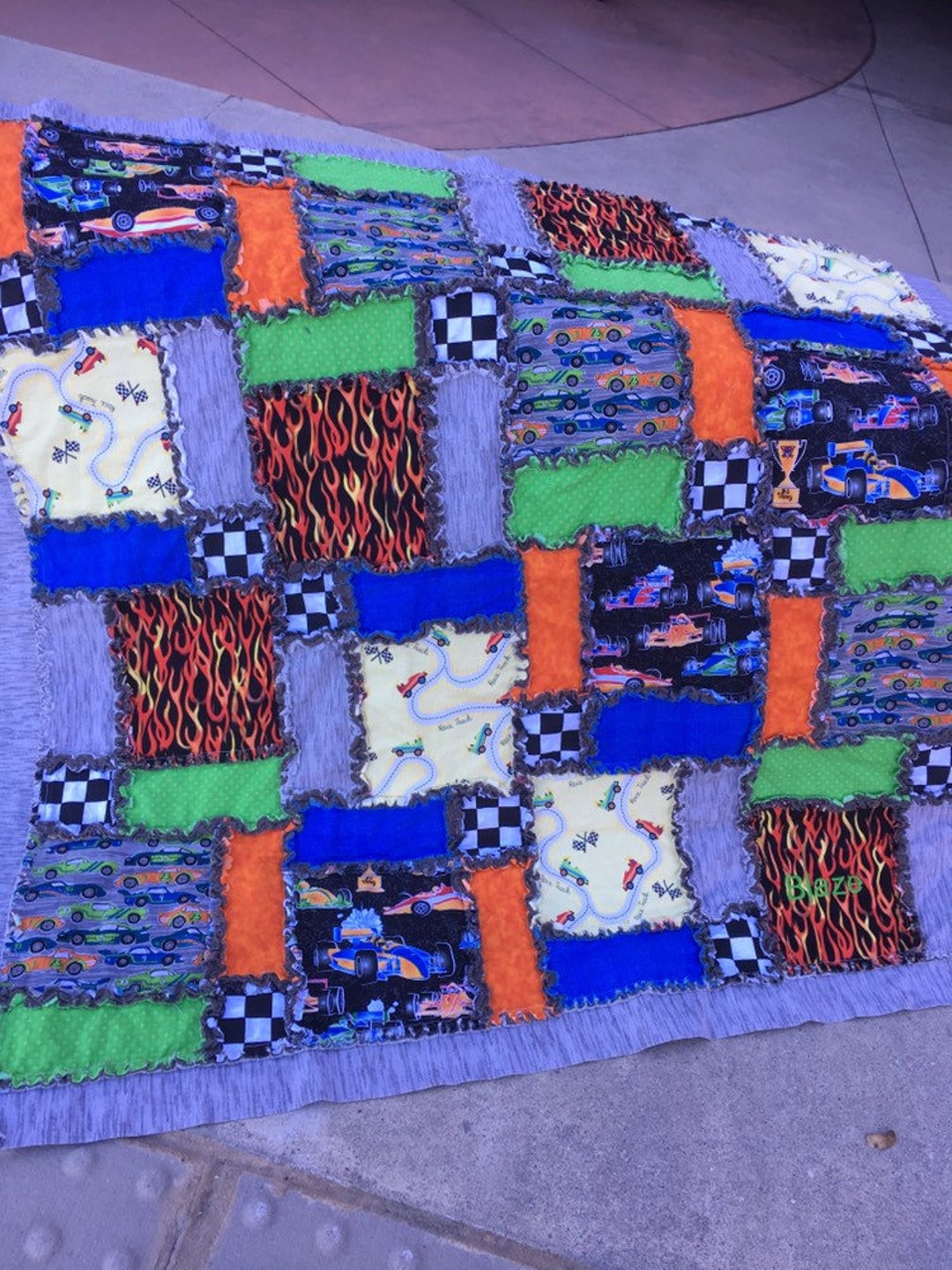 Race Car Rag Blanket - Etsy