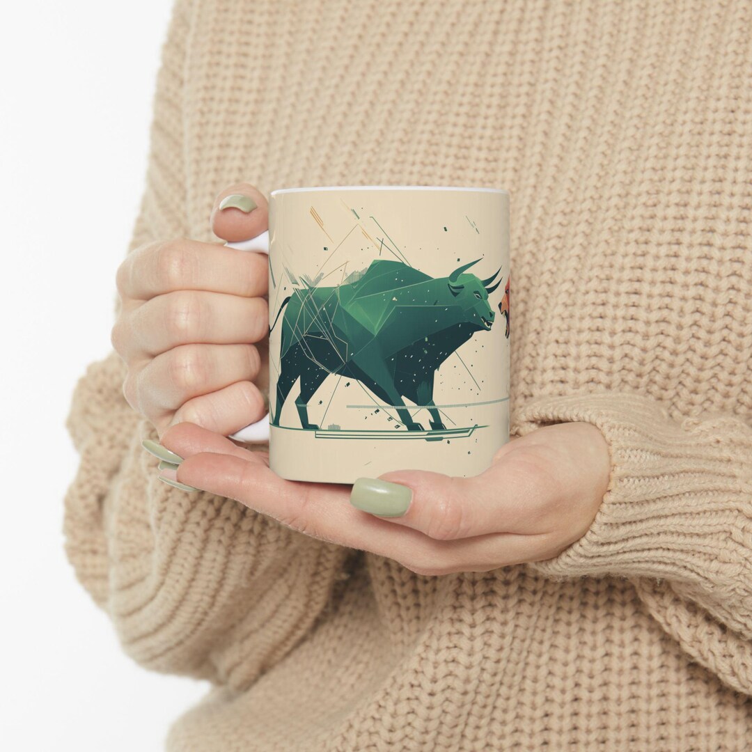 Abstract Art Bull & Bear Stock Market Mug Custom Trader Mug for Mom ...
