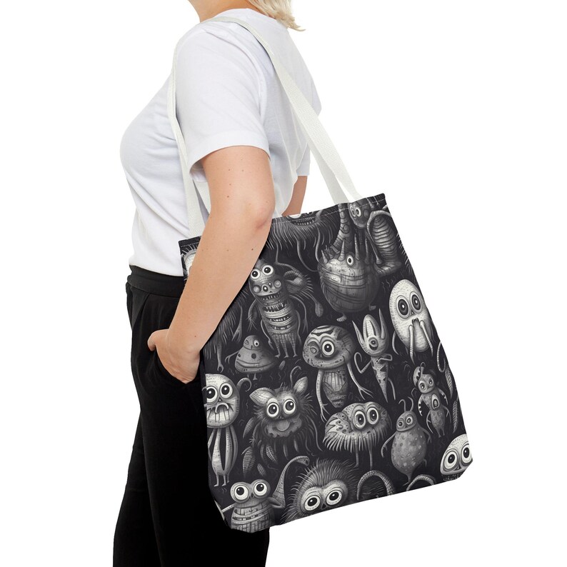 Creepy Creature Fantasy Tote Bag, Eco-friendly Shopper, Stylish Grocery ...