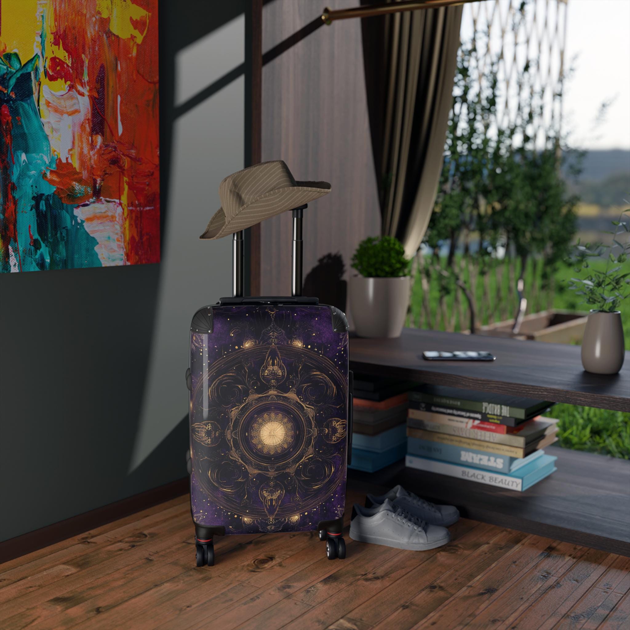 Purple Cosmic Suitcase: Fantasy Travel Carry-on With Gold Pattern - Etsy
