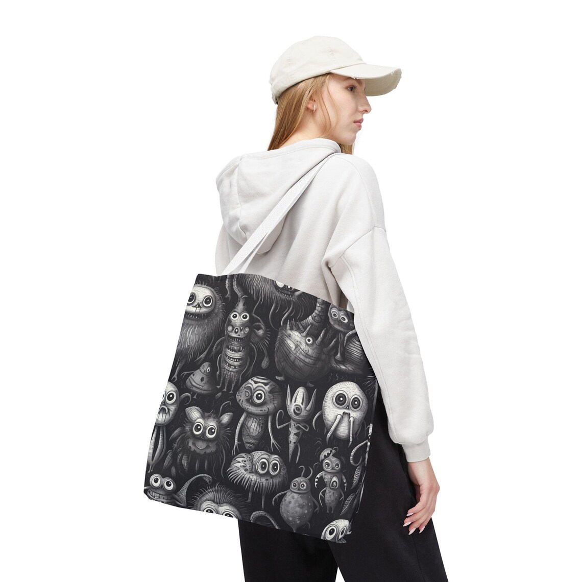Creepy Creature Fantasy Tote Bag, Eco-friendly Shopper, Stylish Grocery ...