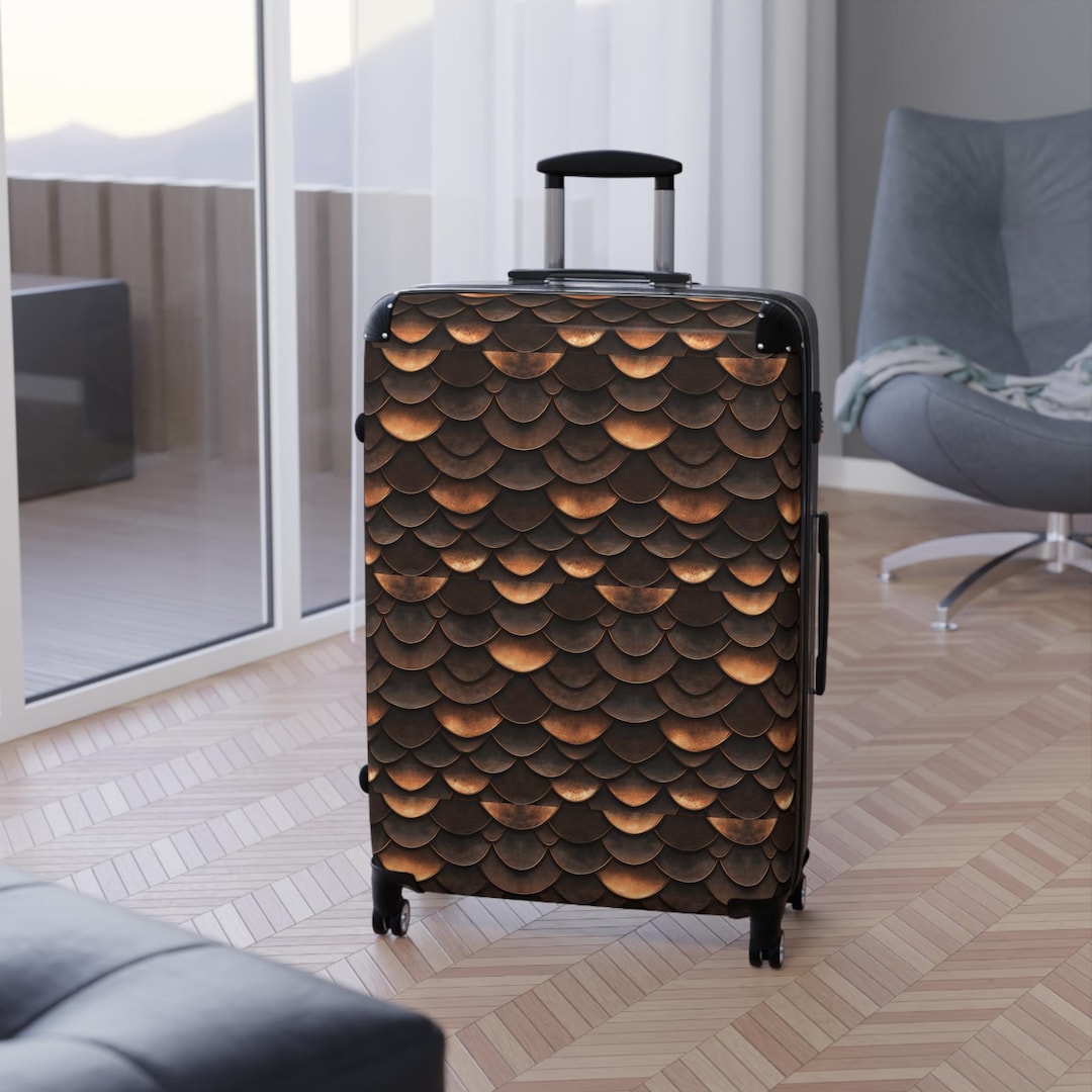 Dragon Scale Suitcase: Two-tone Brown Copper Fantasy Carry-on - Etsy