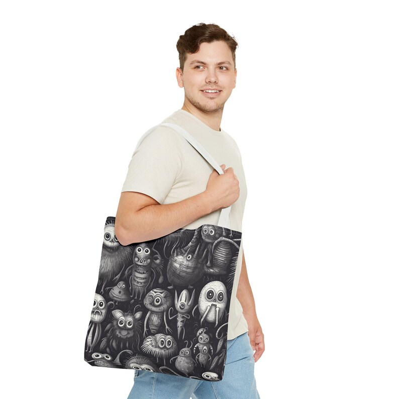 Creepy Creature Fantasy Tote Bag, Eco-friendly Shopper, Stylish Grocery ...