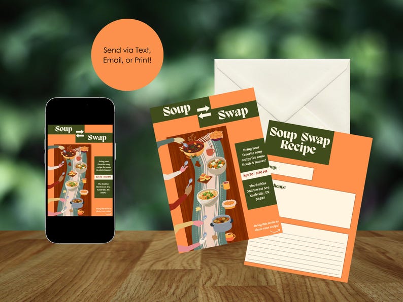 Editable Soup Party Invitation Template | Customizable Invite for Soup ...