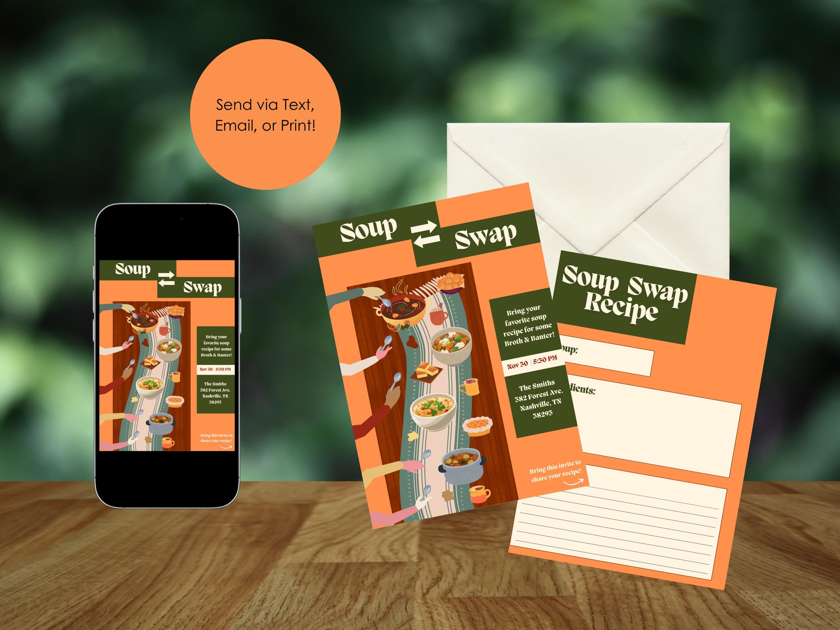 Soup Swap Invitation Template | Cozy Broth & Banter (digital Download ...