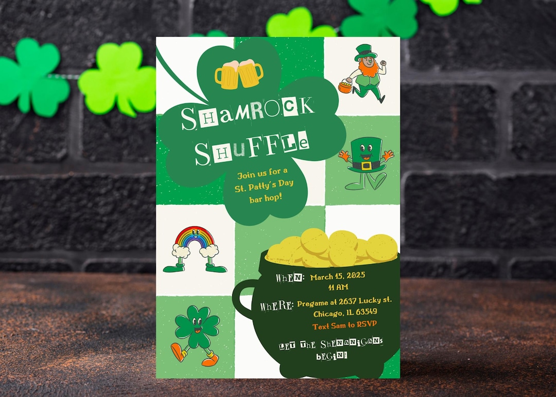 St. Patrick's Day Pub Crawl Invitation | St. Patrick’s Day Invitation ...