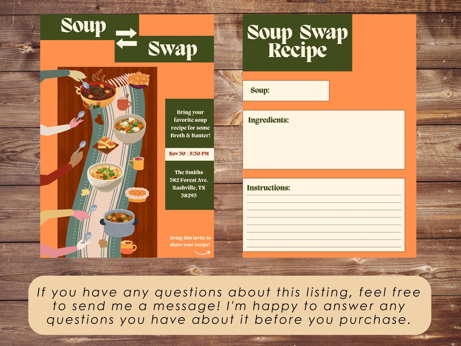 Soup Swap Invitation Template | Cozy Broth & Banter (digital Download ...