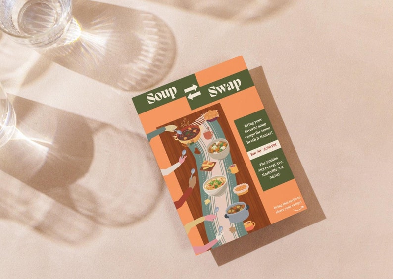 Editable Soup Party Invitation Template | Customizable Invite for Soup ...