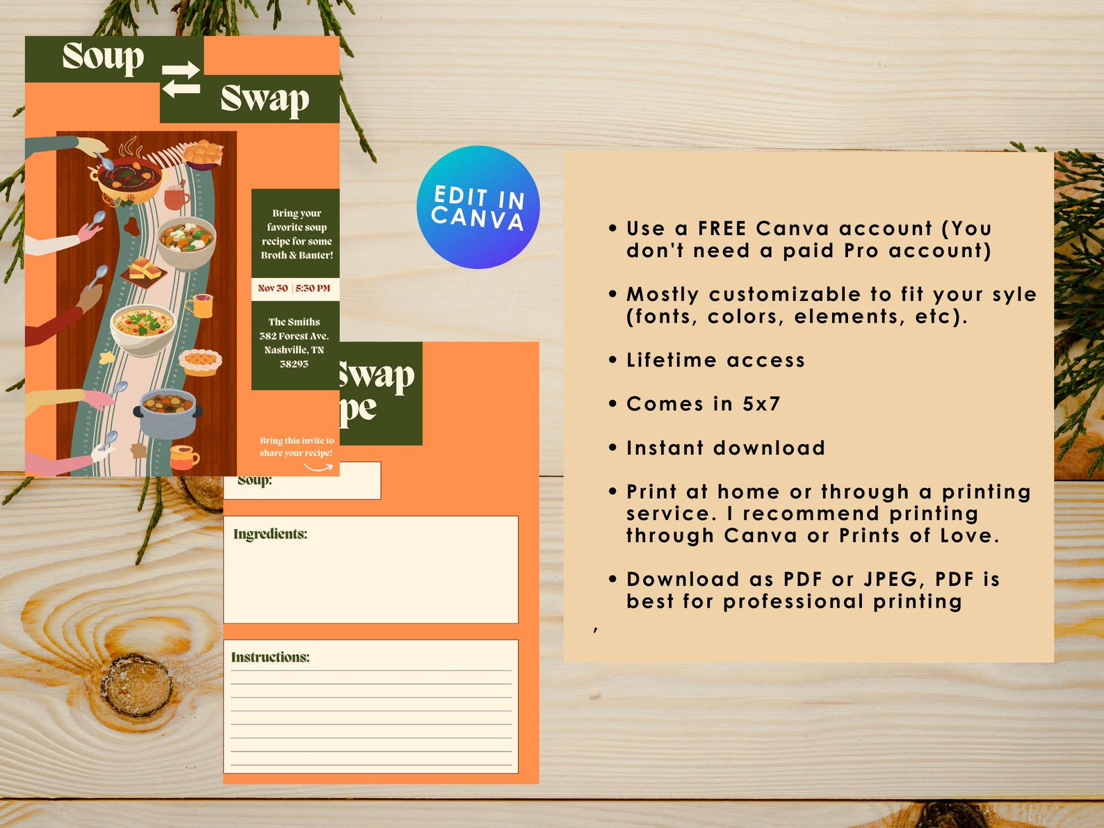 Soup Swap Invitation Template | Cozy Broth & Banter (digital Download ...