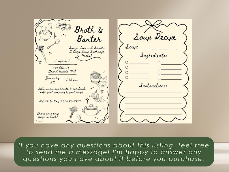 Editable Broth & Banter Soup Swap Invitation (digital Download) - Etsy