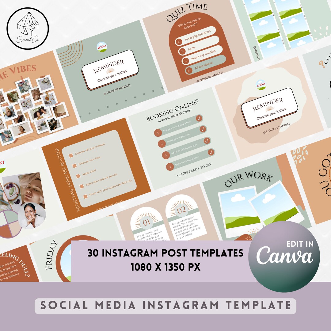 Social Media, Instagram Template, Canva Template, Small Business, Lash ...