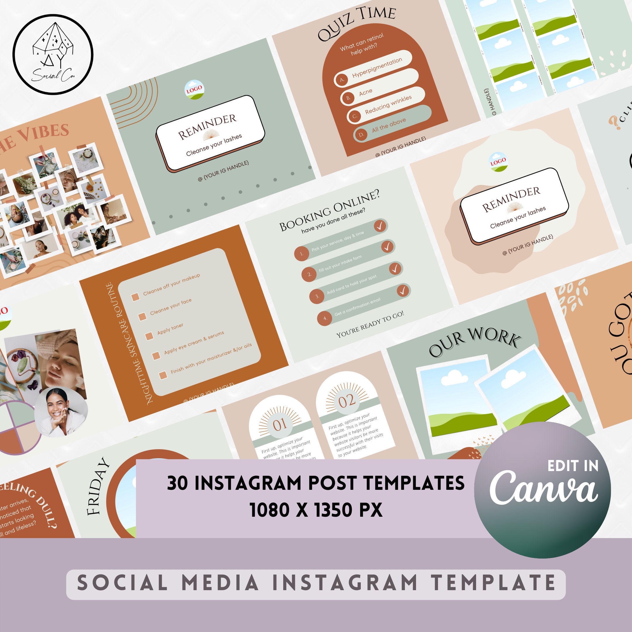 Social Media, Instagram Template, Canva Template, Small Business, Lash ...