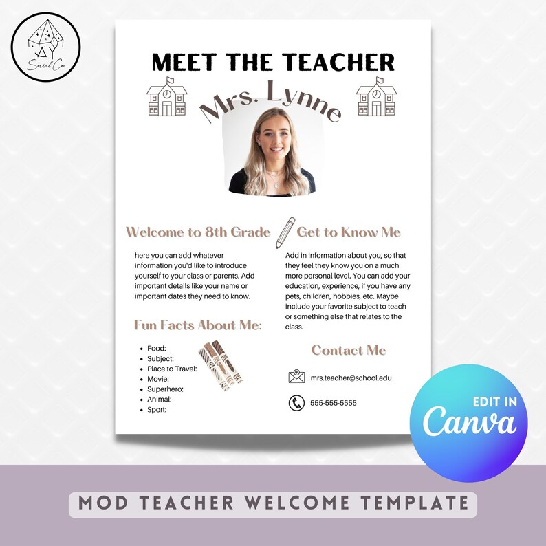 Meet the Teacher Template Canva, Teacher Welcome Letter, Meet Teacher ...