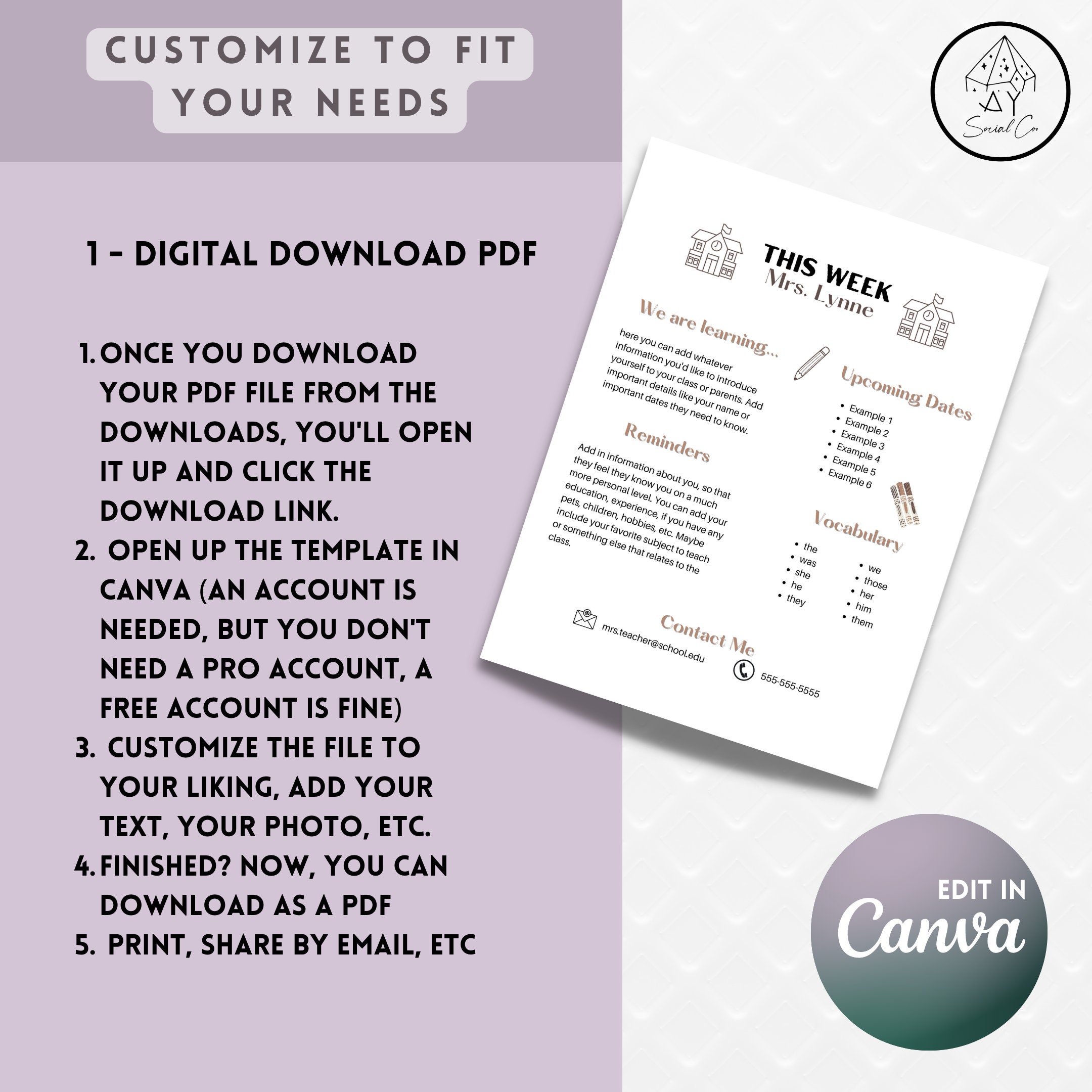 Teacher Newsletter Template Canva, Class Newsletter, School Newsletter ...