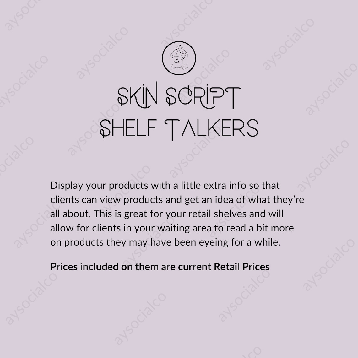 Skin Script, Shelf Talker, Skincare Retail, Esthetician, Retail Display ...