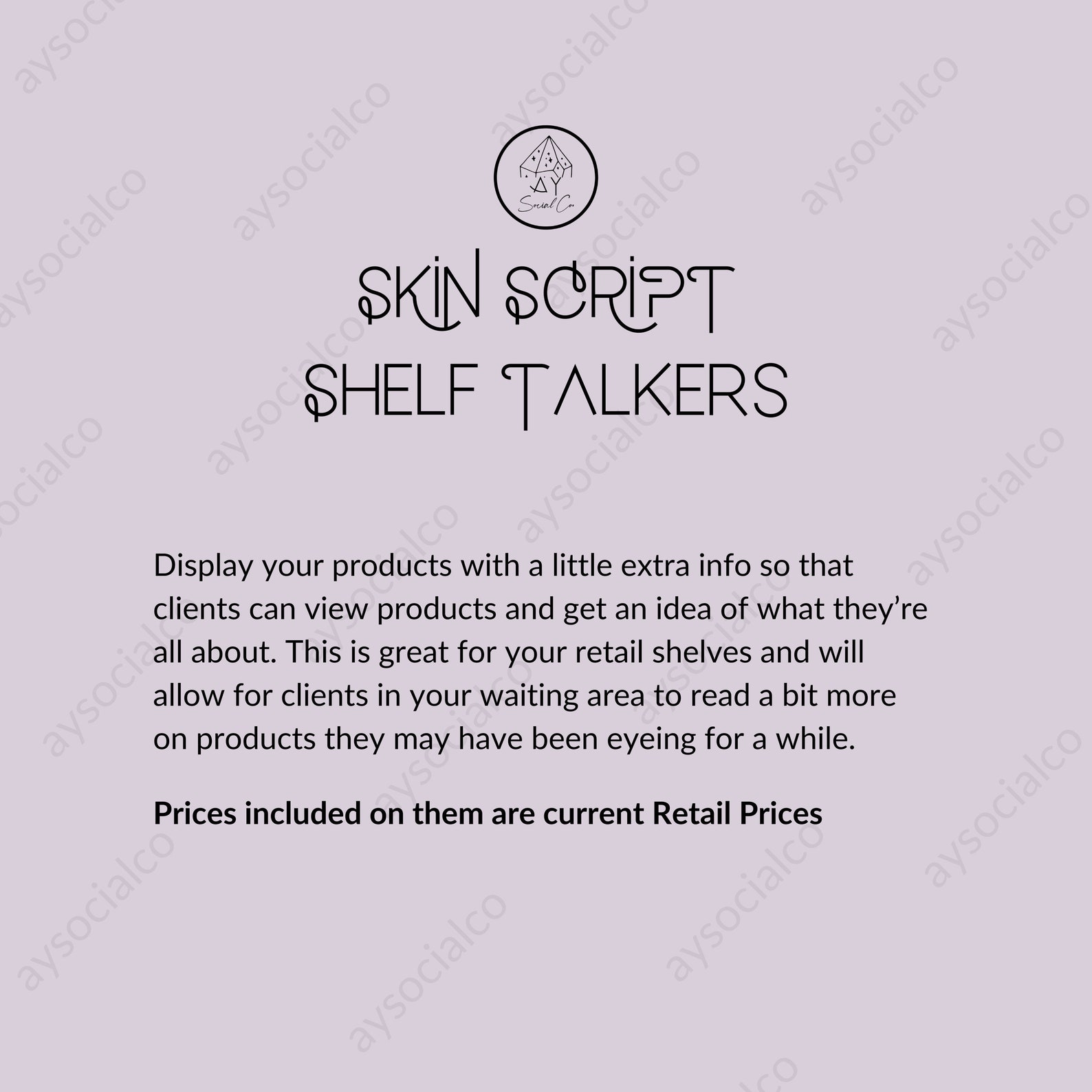 Skin Script, Shelf Talker, Skincare Retail, Esthetician, Retail Display ...