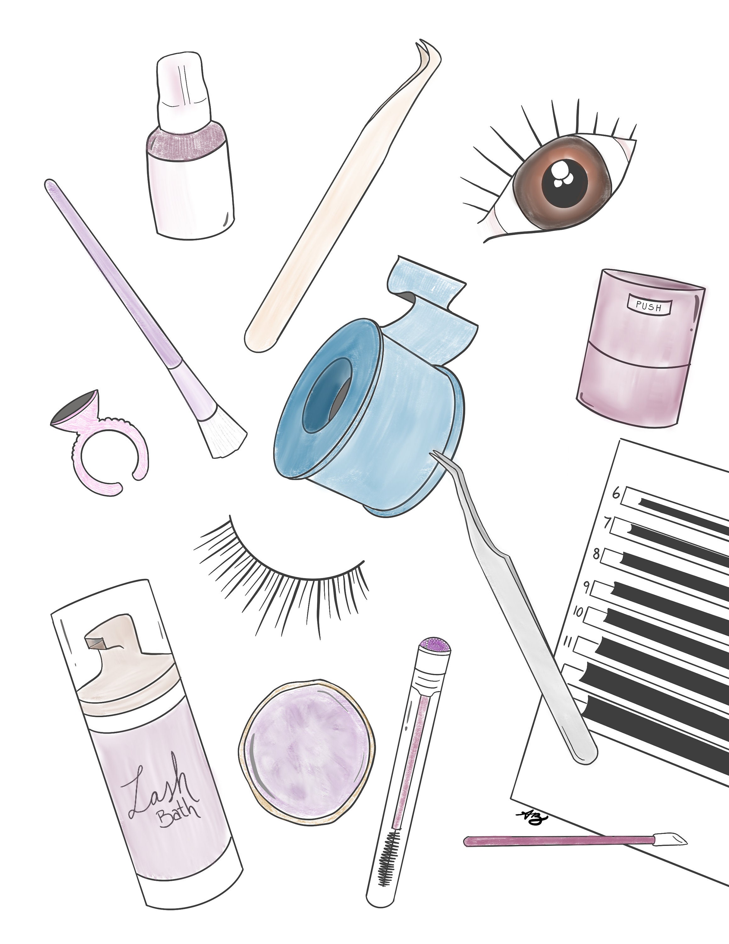 Lash Artist Coloring, Coloring Page, Salon Waiting Room, Lash Artist ...