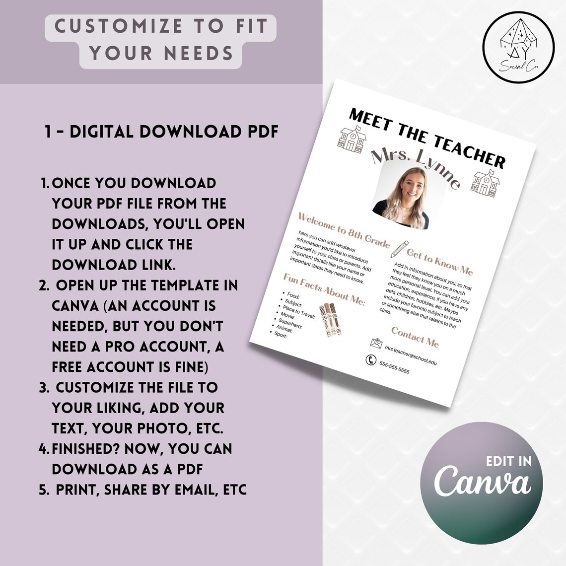 Meet the Teacher Template Canva, Teacher Welcome Letter, Meet Teacher ...