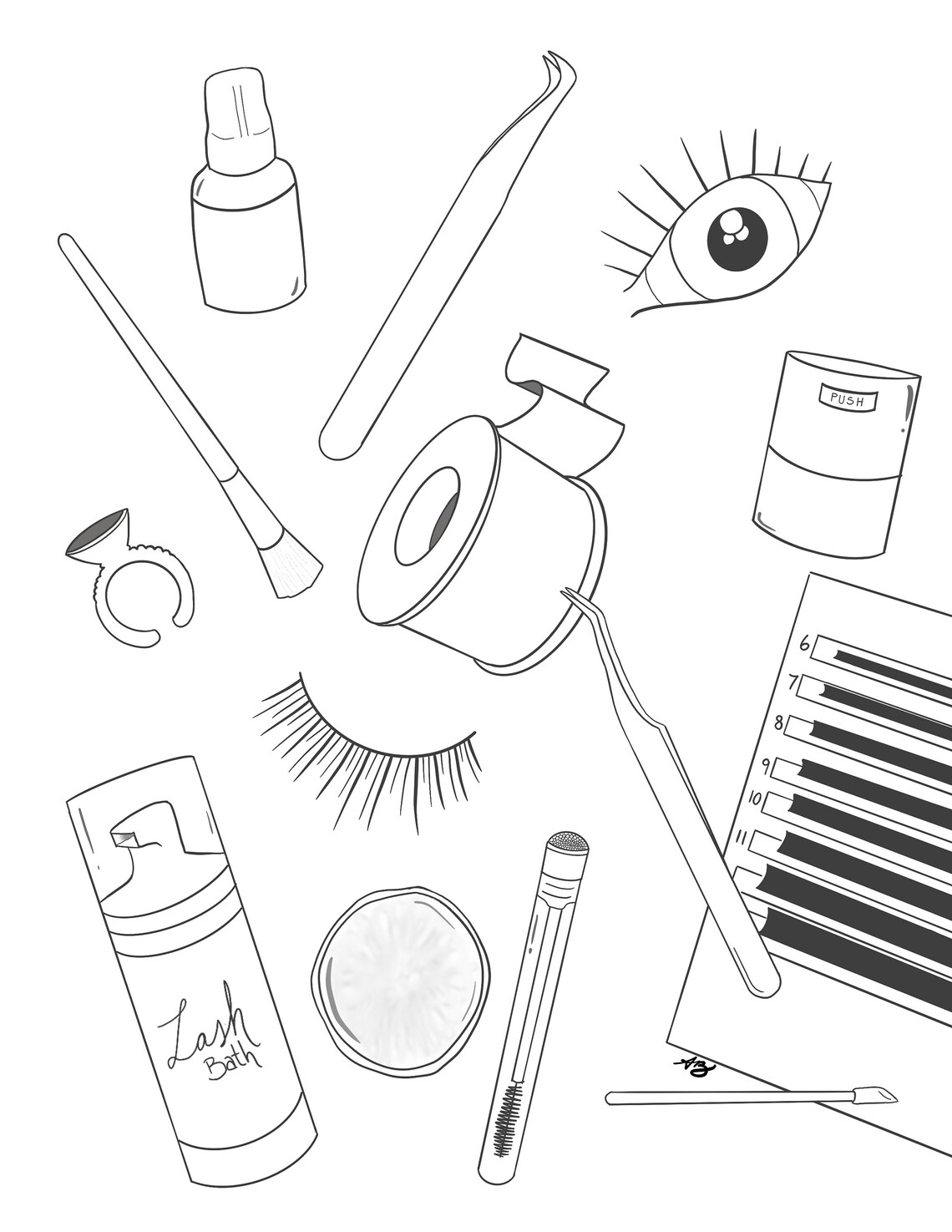 Lash Artist Coloring, Coloring Page, Salon Waiting Room, Lash Artist ...