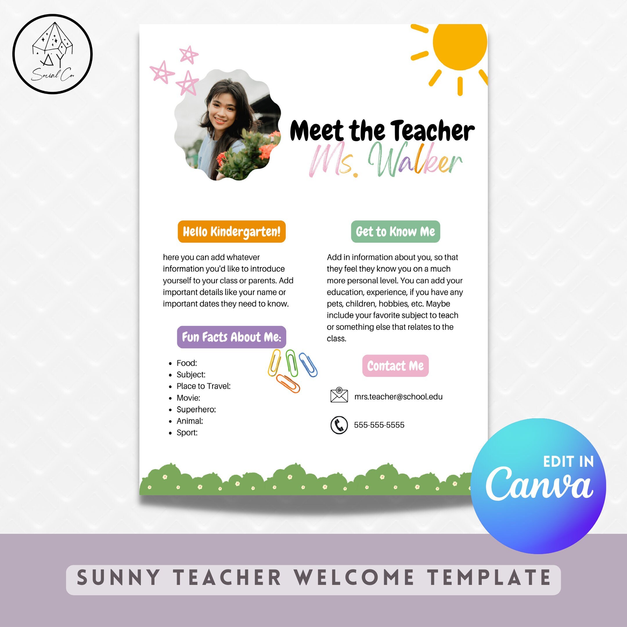 Meet the Teacher Template Canva, Teacher Welcome Letter, Meet Teacher ...