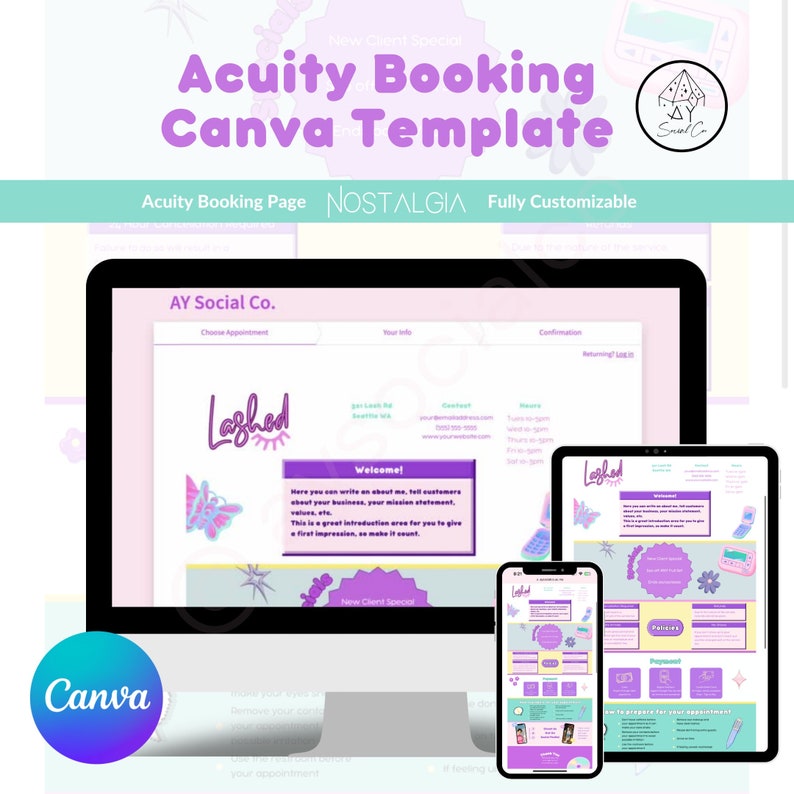 Acuity Canva Template, Acuity Lash Template, Esthetician, Acuity ...