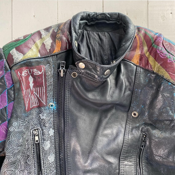Vintage Rocker Leather Jacket Heavy Metal Motorcycle … - Gem