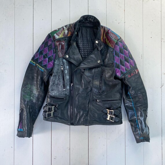 Vintage Rocker Leather Jacket Heavy Metal Motorcycle … - Gem